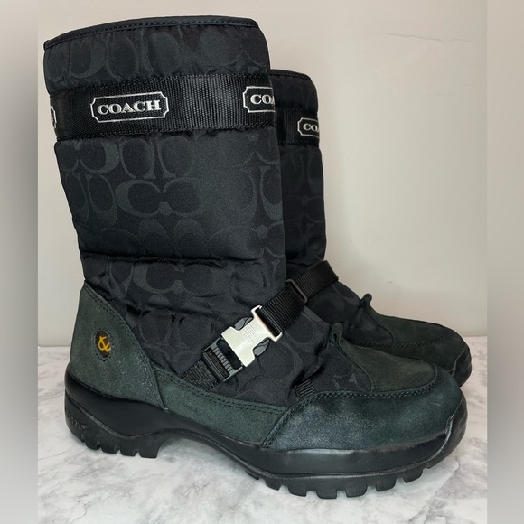 Coach | Shoes | Coach Sela Signature Winter Boots Womens Black Insulated Vibram Soles Us 9m ...